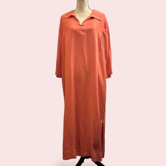 Avenue | Dresses | Avenue Orange 75 Silk 25 Linen Maxi Dress | Poshmark